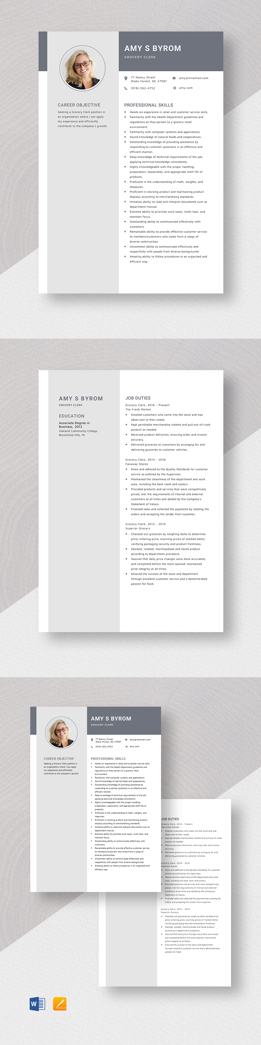 Free Grocery Clerk Resume Template - Word, Apple Pages | Template.net