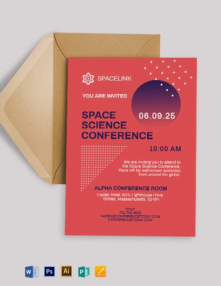 Conference Invitation Sample Template - Illustrator, Word, Outlook ...
