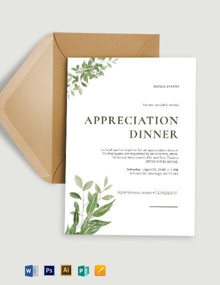 Simple Formal Dinner Invitation Template - Illustrator, Word, Outlook ...