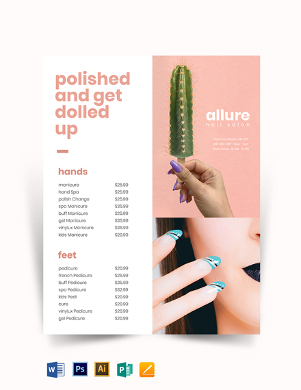 Nail Salon Price List Template Google Docs Word Template