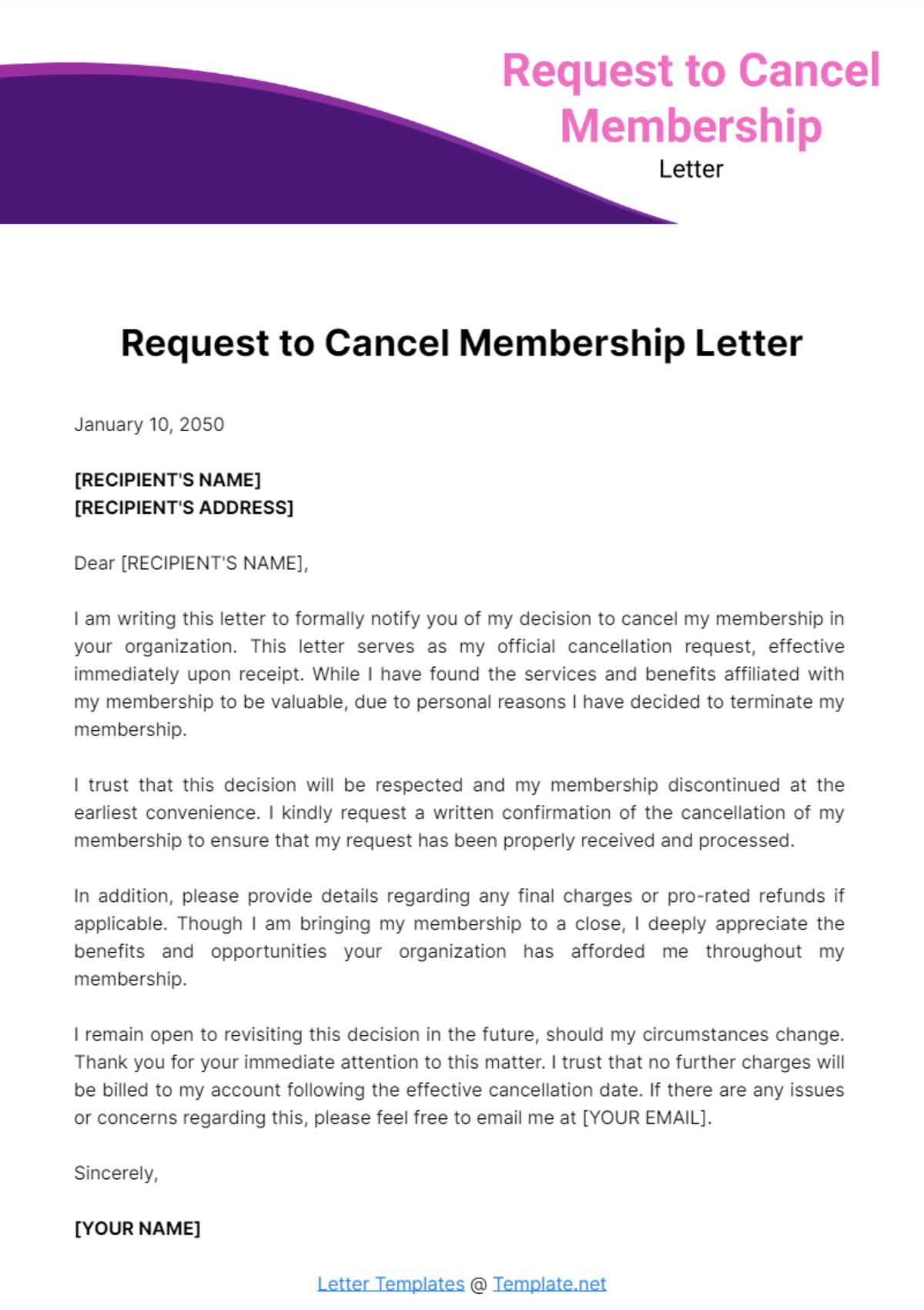 Free Request To Cancel Membership Letter Template To Edit Online Free Request To Cancel Membership Letter Template To Edit Online