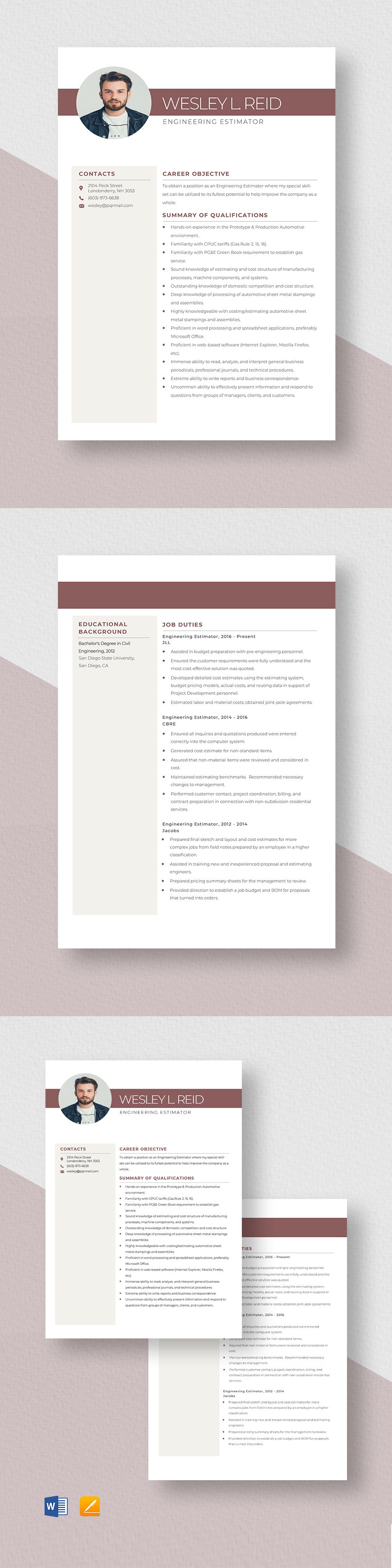 Mechanical Estimator Resume Template - Word, Apple Pages | Template.net