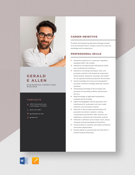 Network Engineering Manager Resume - Download in Word, Apple Pages ...