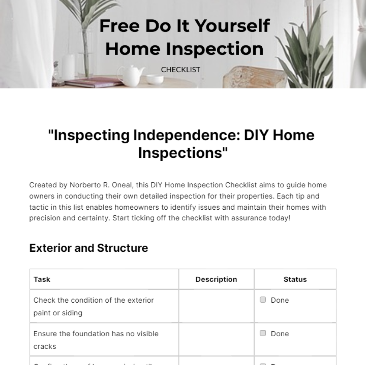 Do It Yourself Home Inspection Checklist Template - Edit Online ...