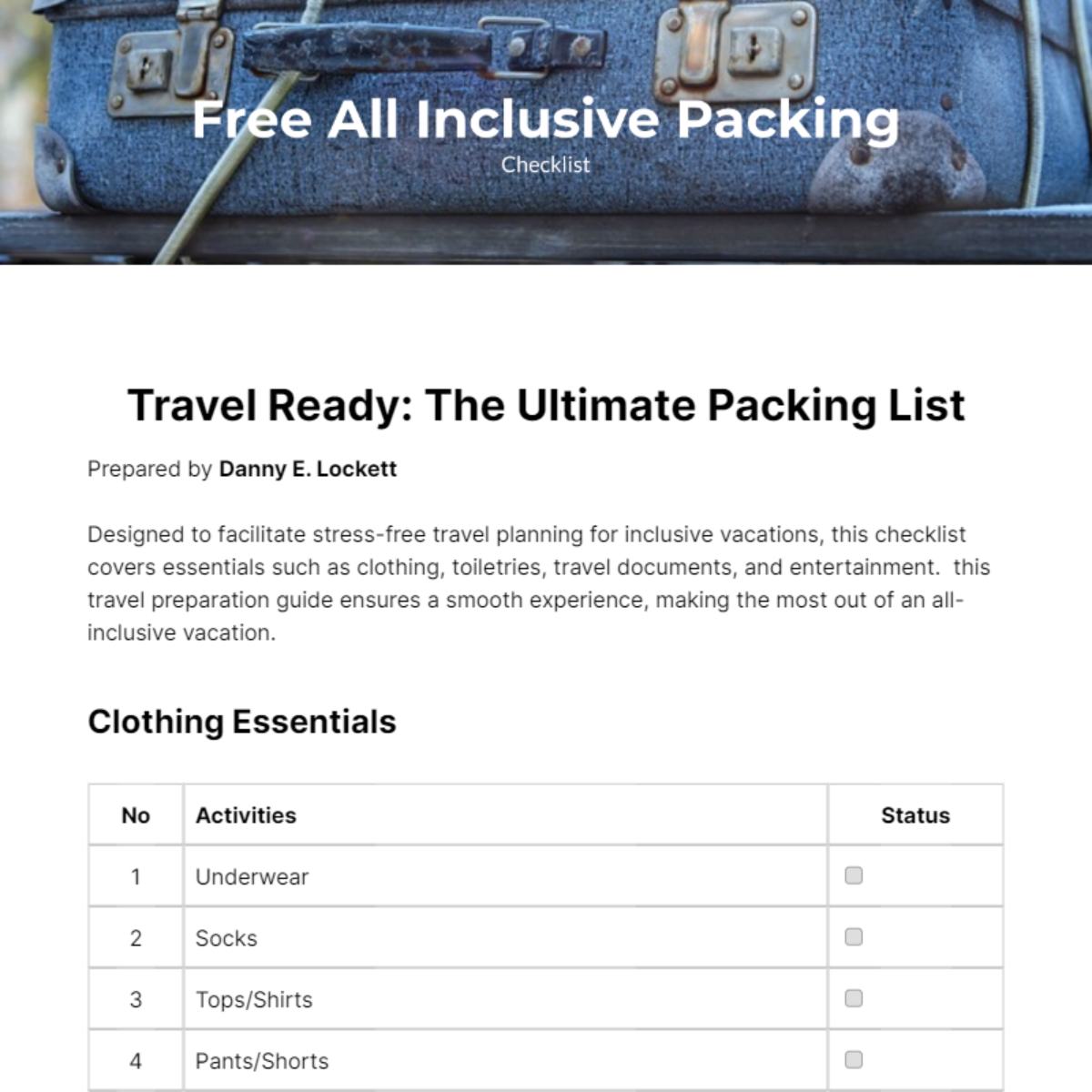 All Inclusive Packing Checklist Template - Download | Template.net