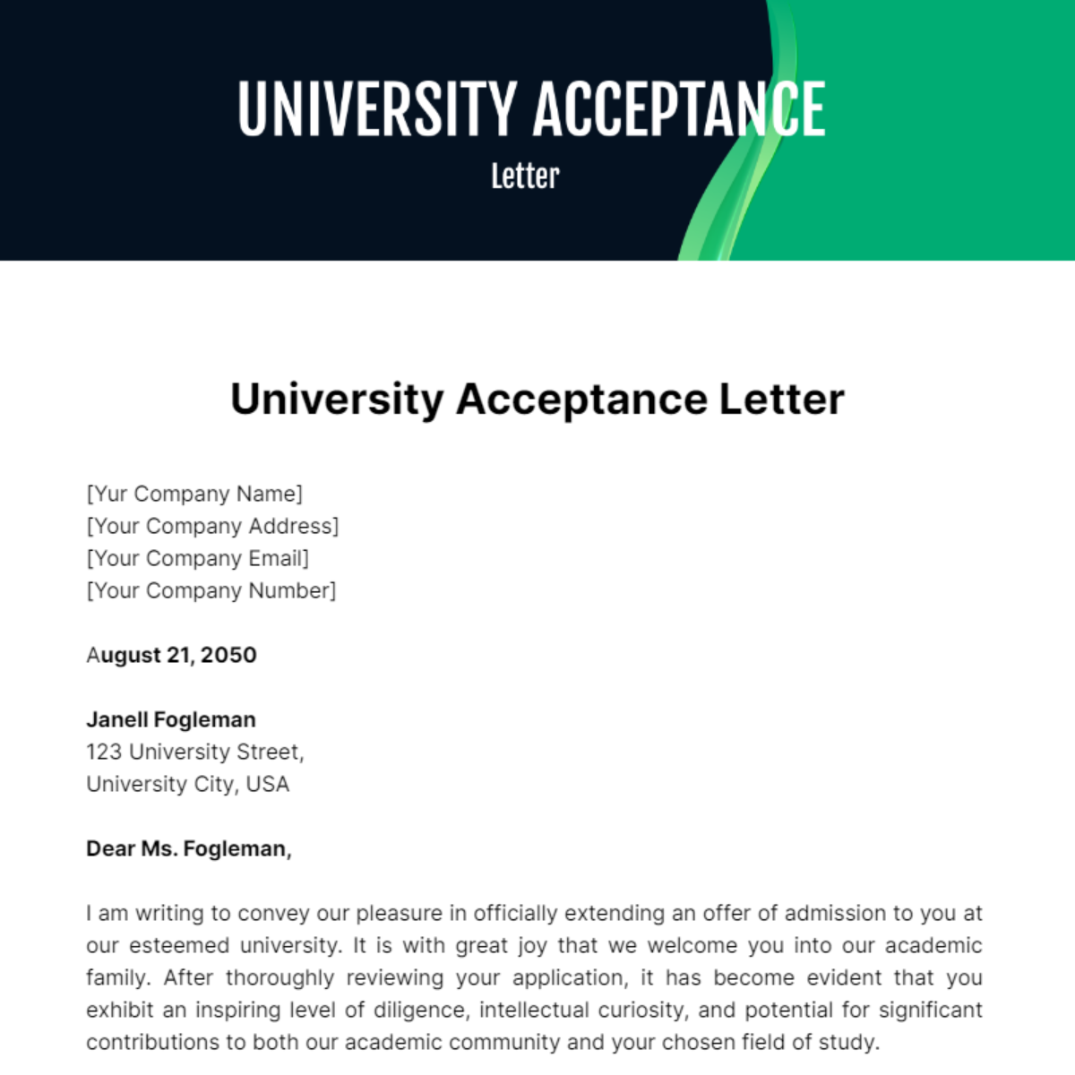 University Acceptance Letter Template Edit Online Download Example University Acceptance Letter Template Edit Online Download Example
