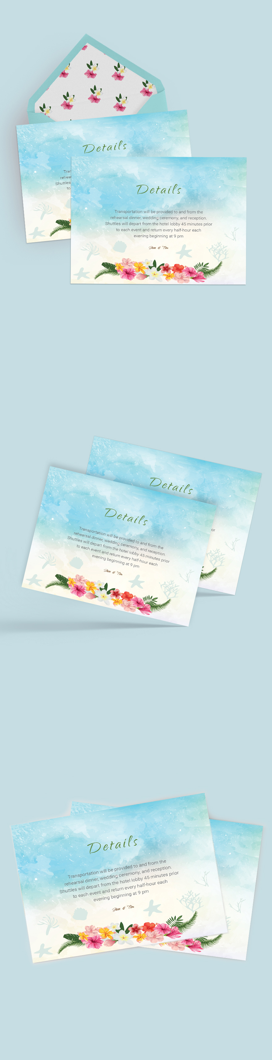 Beach Wedding Details Card Template - Illustrator, InDesign, Word, PSD ...