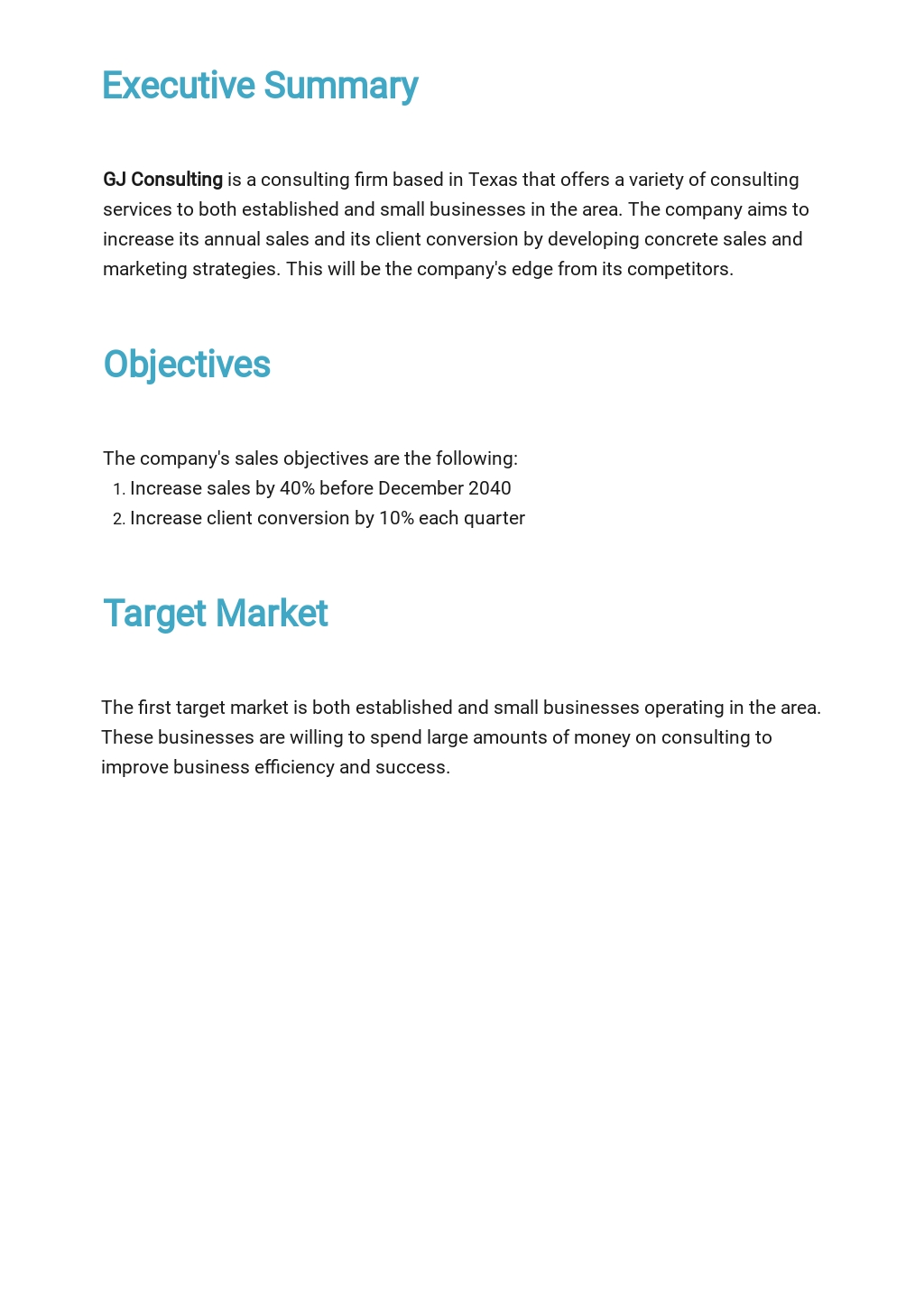 Basic Sales Plan Template in Google Docs, Word, Apple Pages, PDF ...