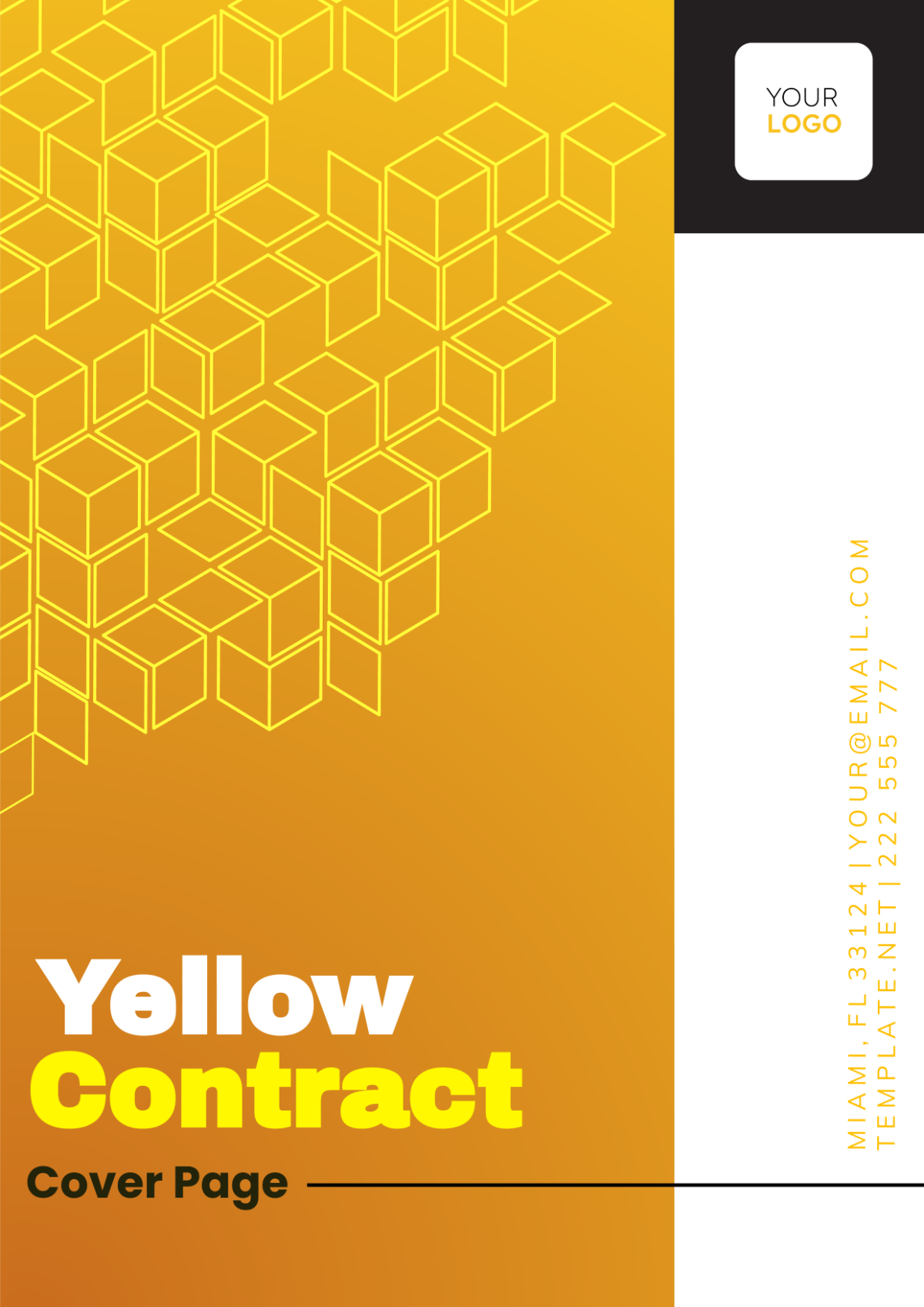 Yellow Contract Cover Page Template - Edit Online & Download Example ...