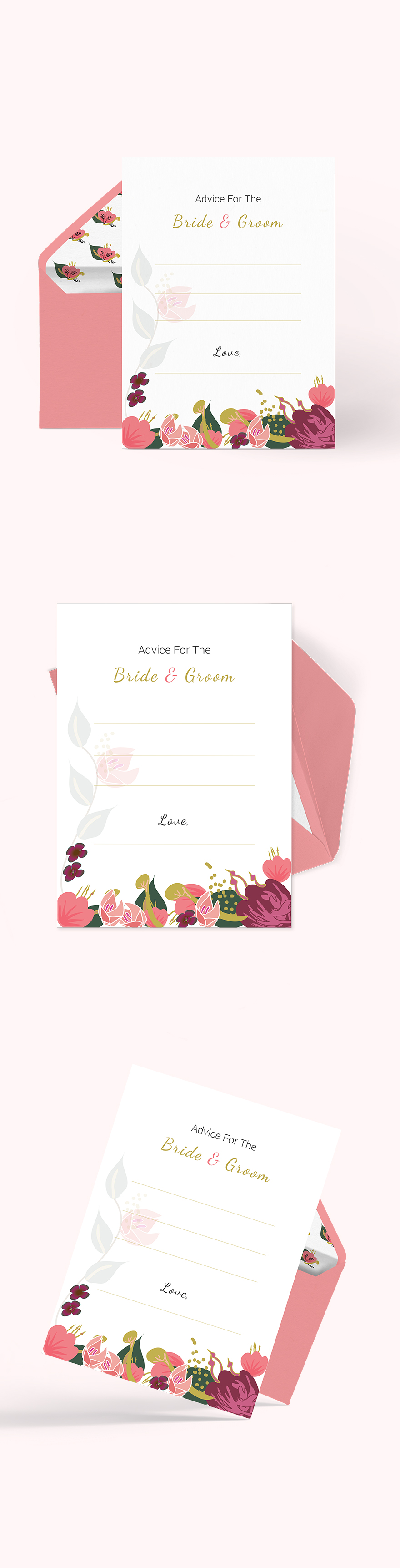 Vintage Floral Wedding Program Card Template - Illustrator, InDesign ...