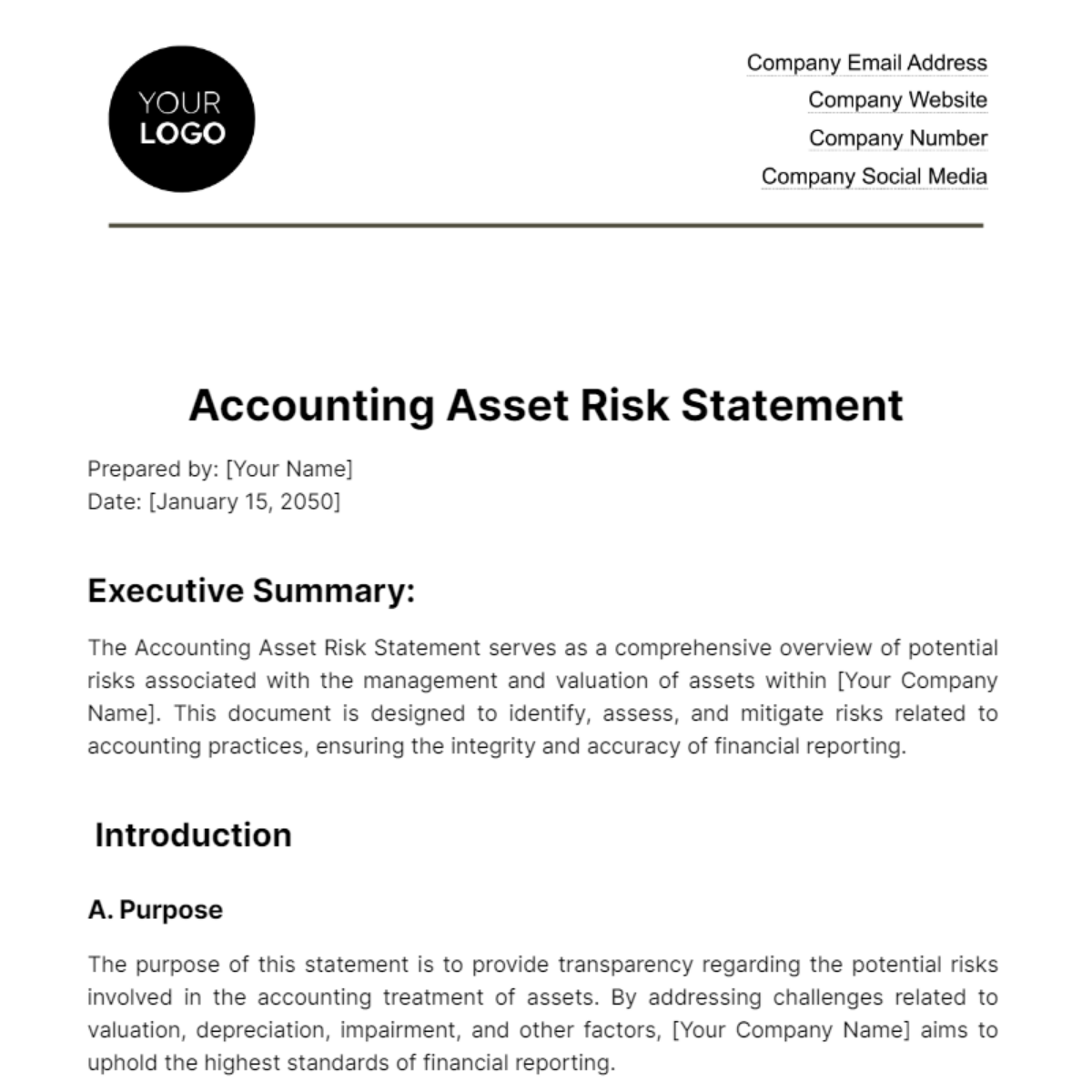 Accounting Asset Risk Statement Template - Edit Online & Download ...