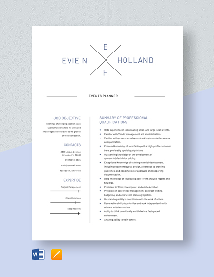 Free Events Assistant Resume - Download in Word, Apple Pages | Template.net