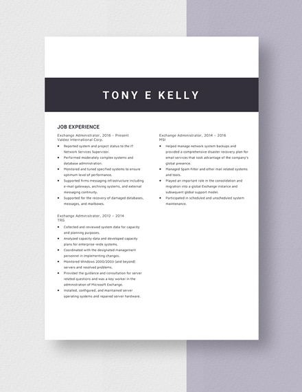 Filenet Administrator Sample Resume