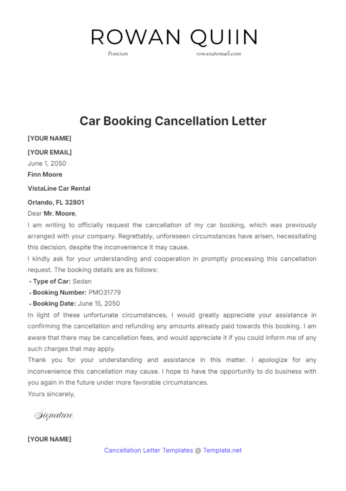 Pmi Cancellation Re Letter Template Word Free Download