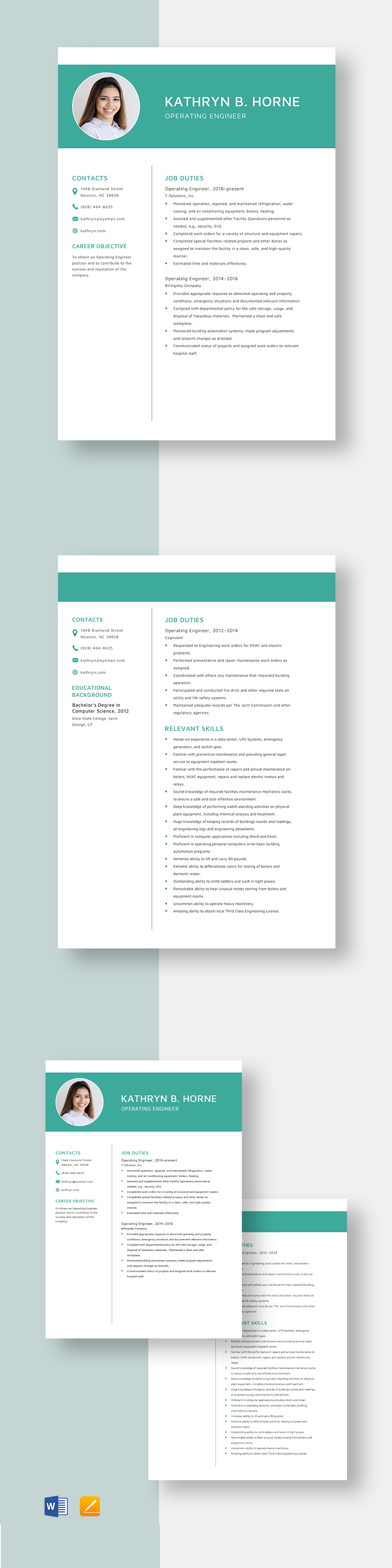 Free Operating Engineer Resume Template - Word, Apple Pages | Template.net