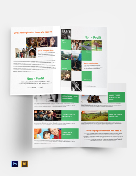 2 Beautiful Non Profit A4 Bi Fold Brochure Templates Word PSD