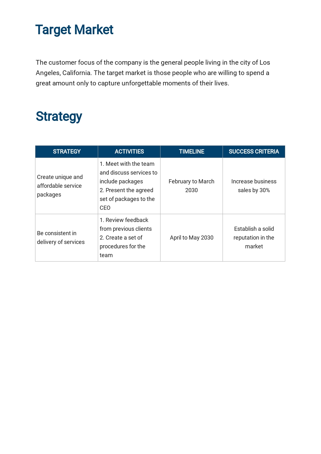 Sales Plan Layout Template [Free PDF] - Google Docs, Word | Template.net