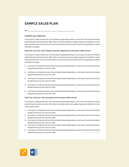 FREE Basic Sales Plan Template - PDF | Word (DOC) | Apple (MAC) Pages