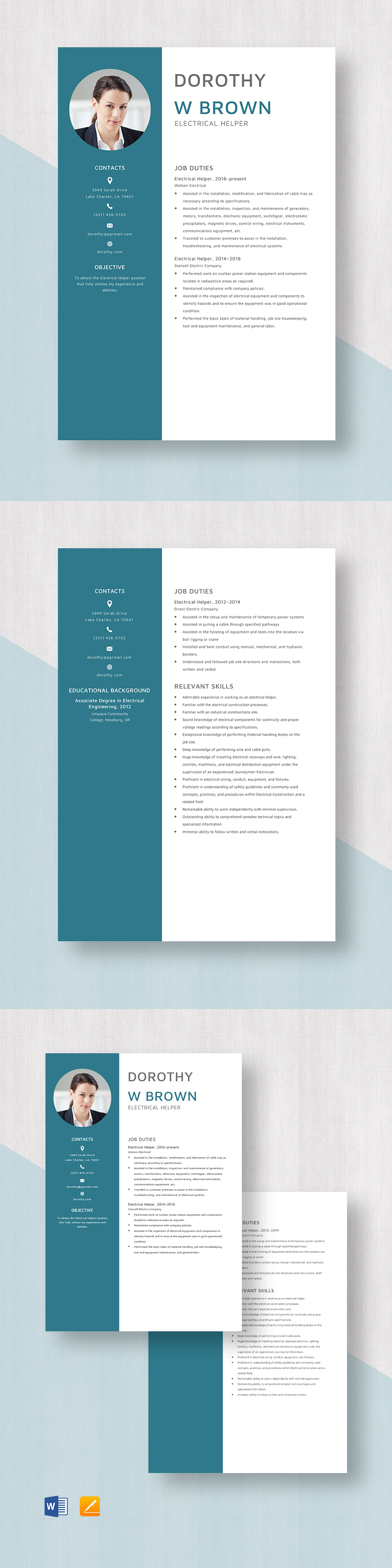 Free Electrical Helper Resume Template - Word, Apple Pages | Template.net