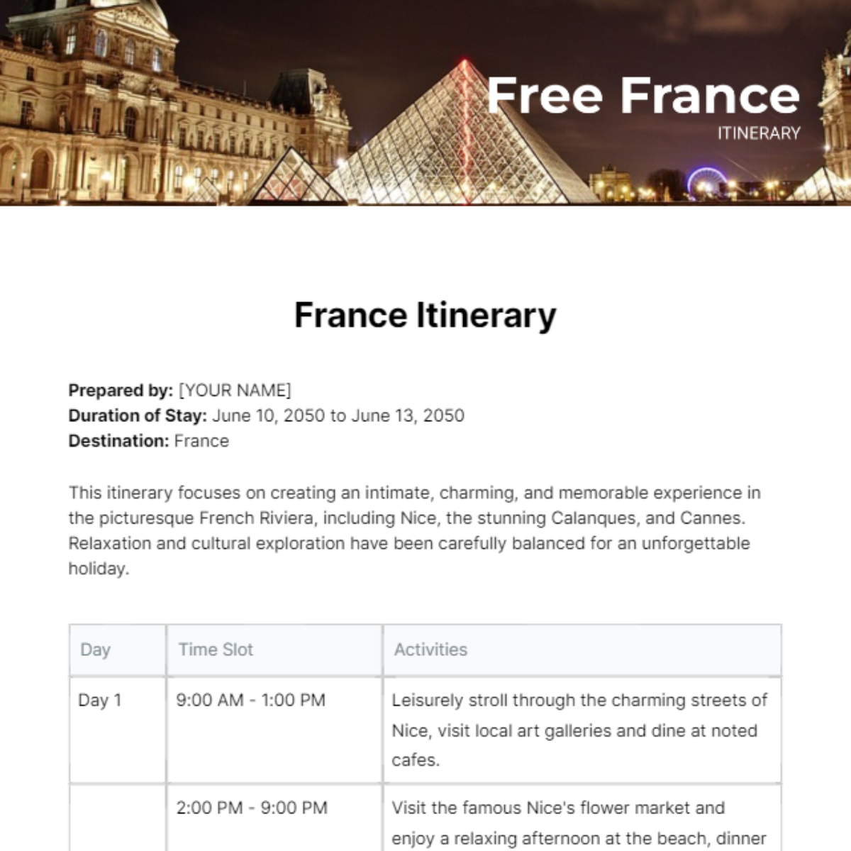 Page 2 Itinerary Templates - Edit Online & Download