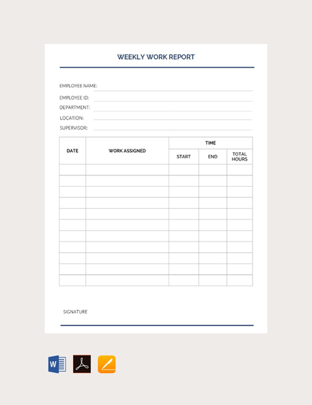 FREE Employee Weekly Report Template - PDF | Word (DOC) | Apple (MAC ...