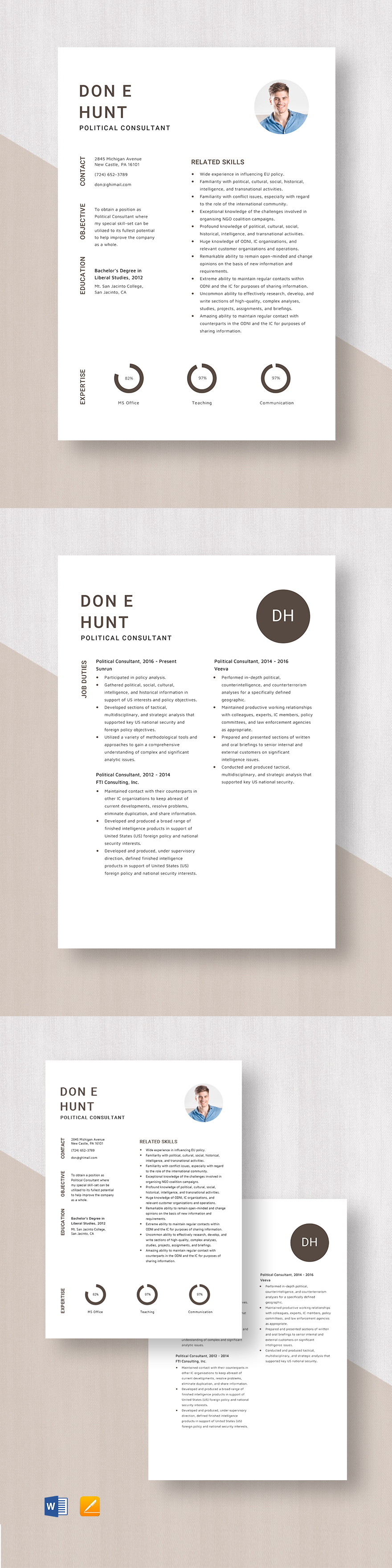 Political Consultant Resume Template - Word, Apple Pages | Template.net