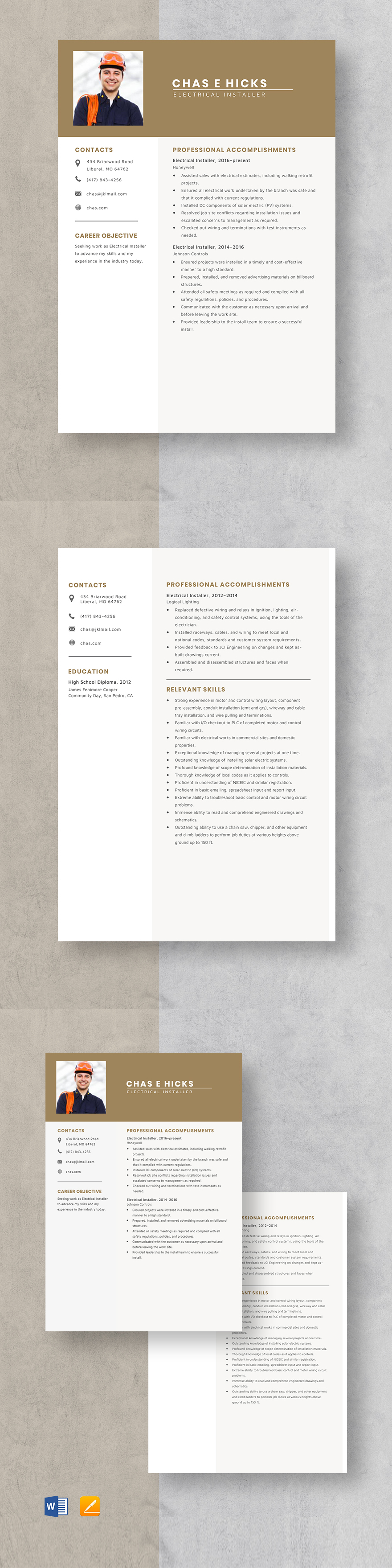 Free Electrical Inspector Resume Template - Word, Apple Pages ...