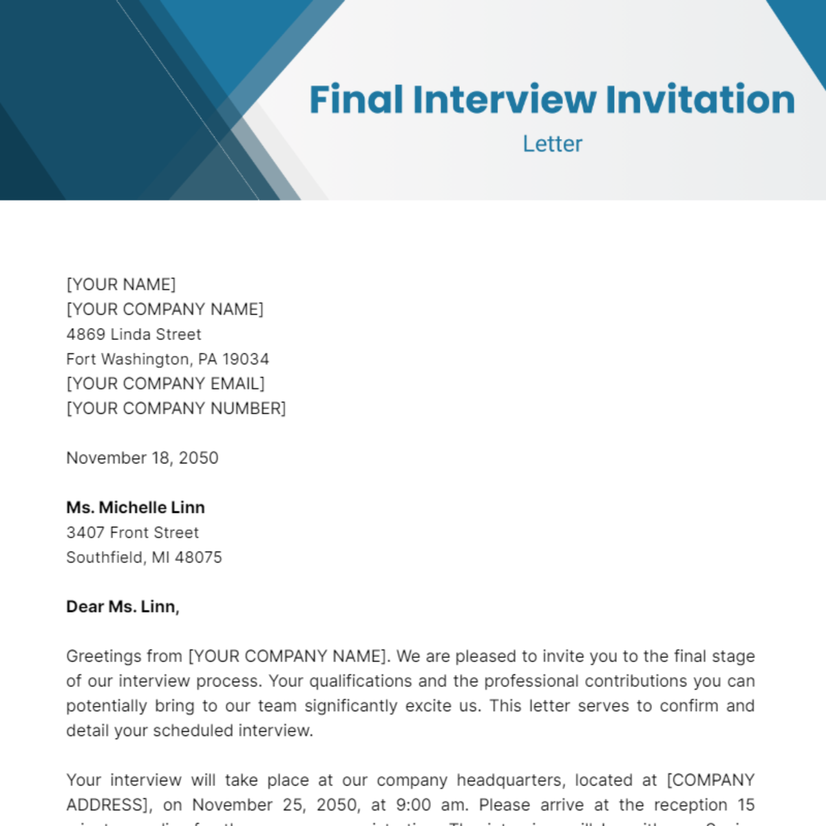 Final Interview Invitation Letter Template Edit Online Download Final Interview Invitation Letter Template Edit Online Download
