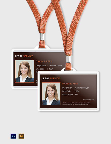 Legal Services ID Card Template - Illustrator, PSD | Template.net