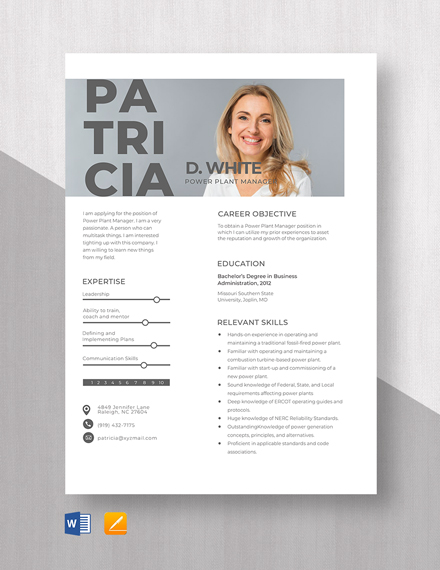 Free Plant Manager Resume - Word, Apple Pages | Template.net
