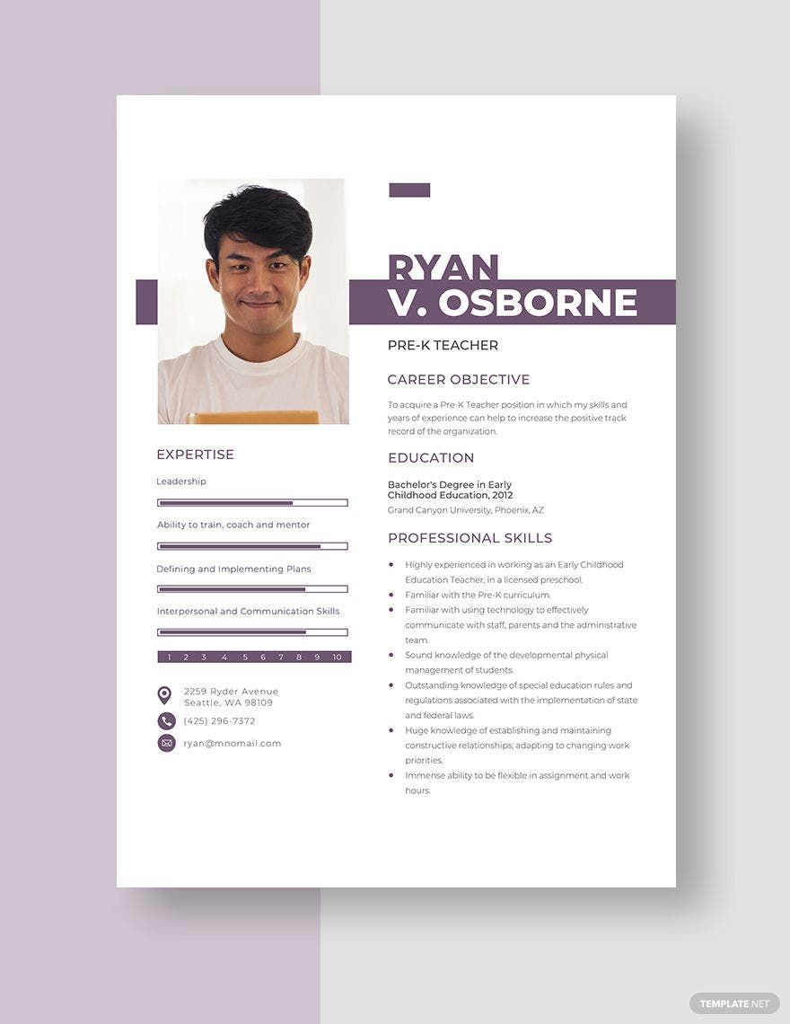 Free Pre K Teacher Resume Download In Word Apple Pages Template