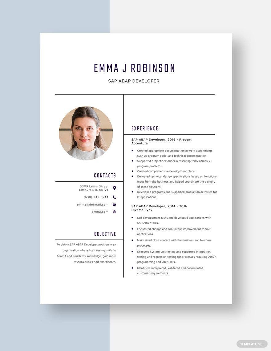 FREE SAP Resume Template Download In Word Apple Pages Template