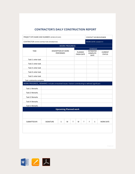 38+ FREE Sample Construction Report Templates - Word, Docs, Pages