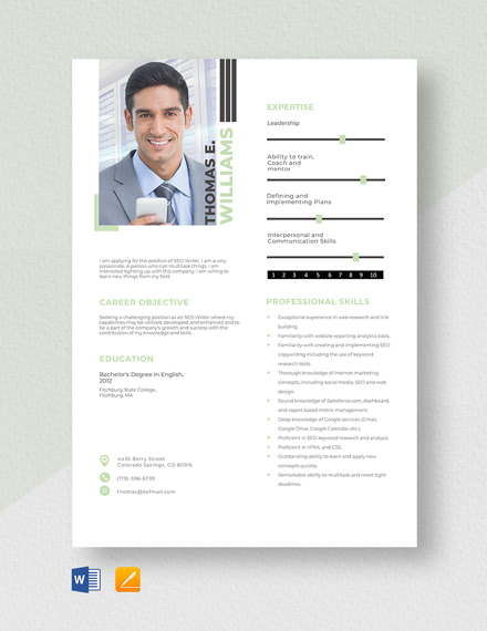 SEO Expert Resume - Word, Apple Pages | Template.net