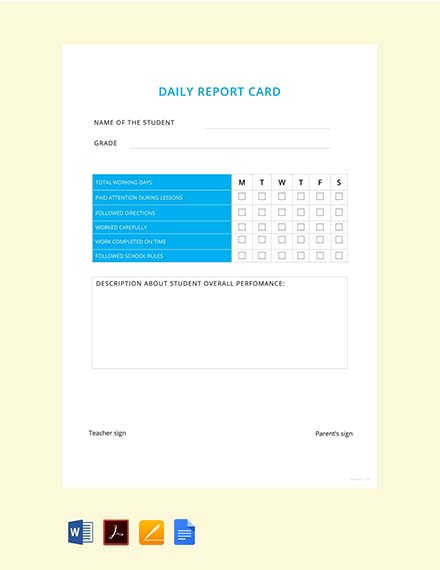 34+ Report Card Templates- Word, Docs, PDF, Pages