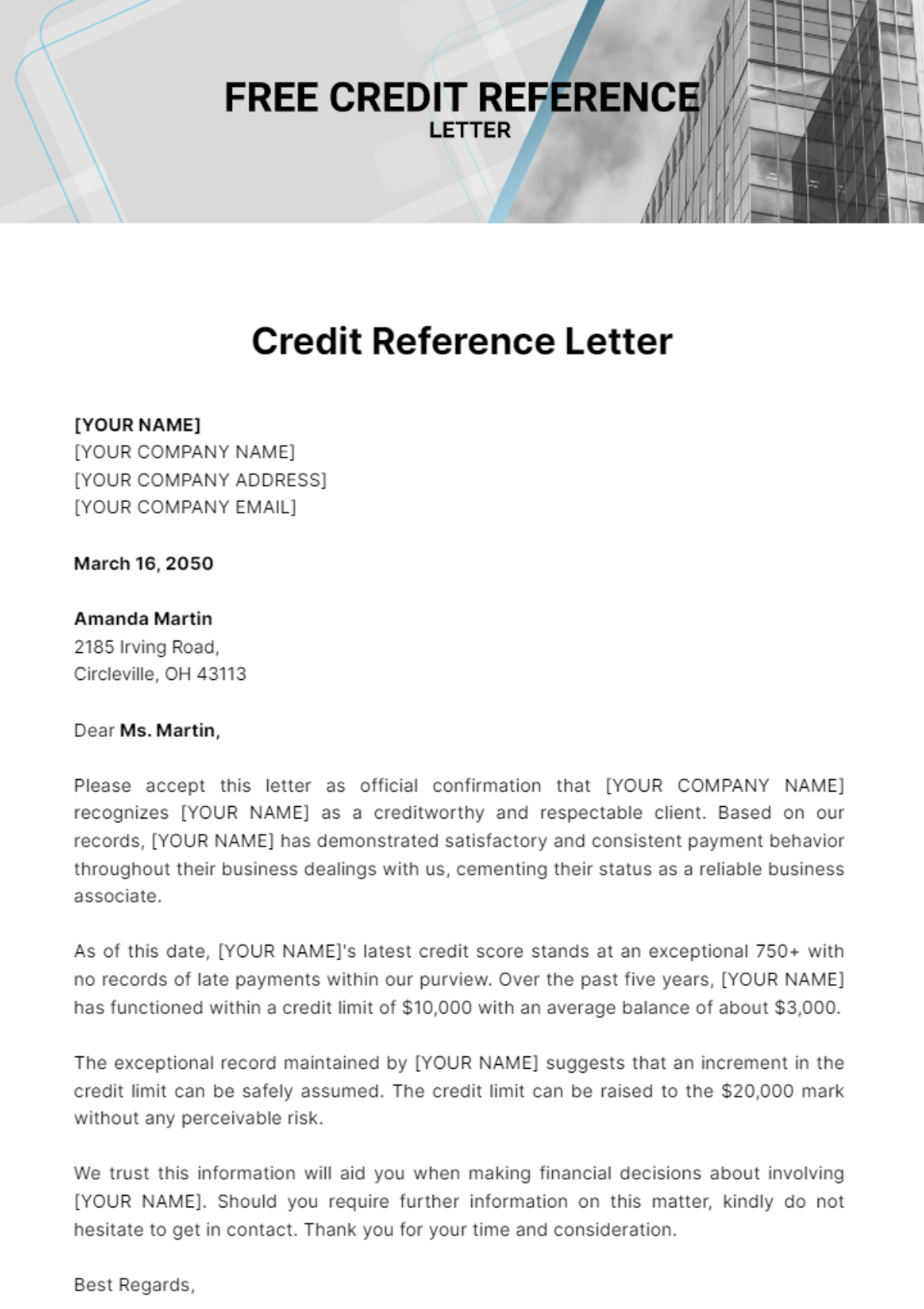 Credit Reference Letter Templates - Edit Online & Download Example ...
