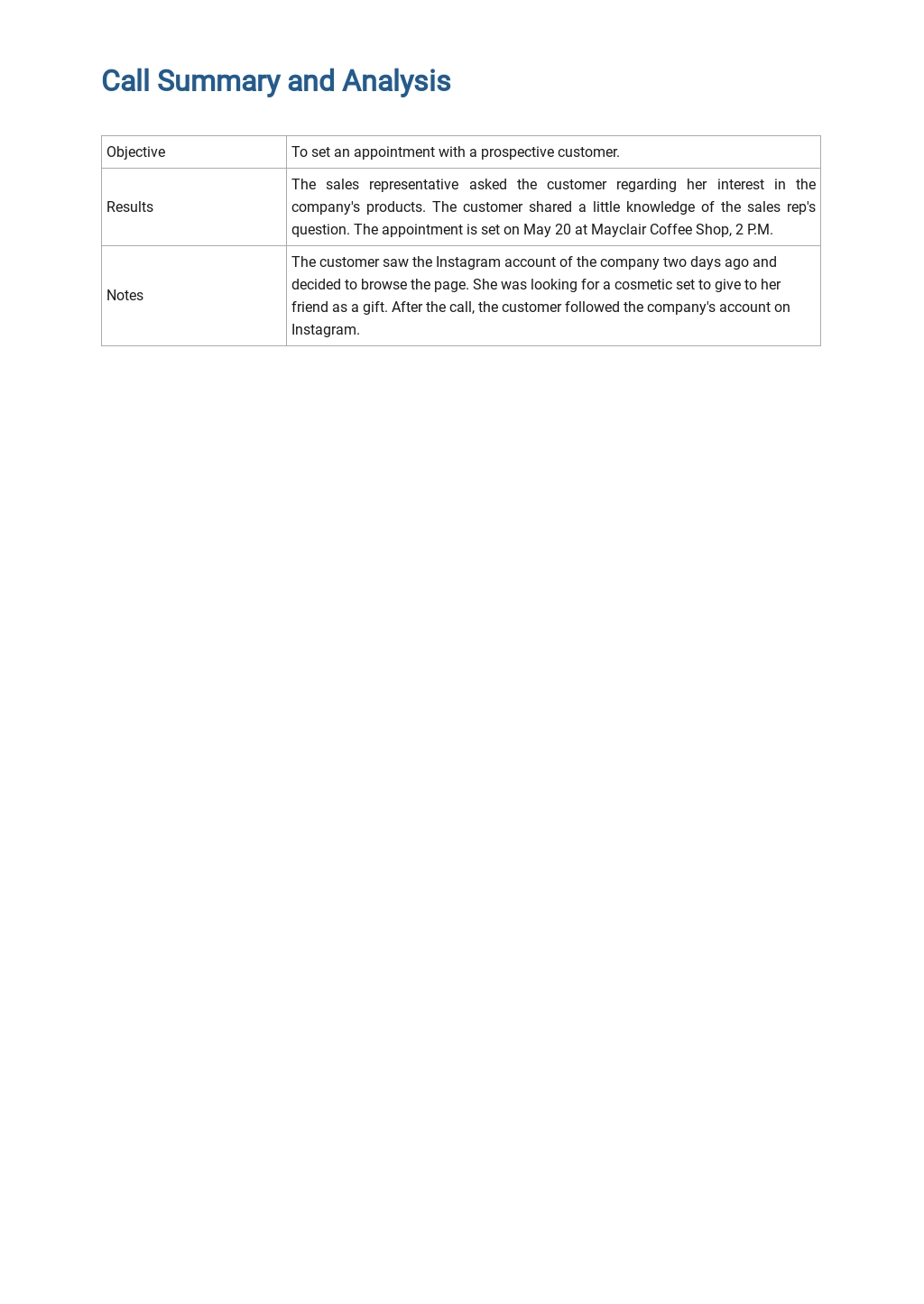 Sales Call Report Template - Google Docs, Word | Template.net