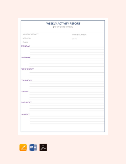 FREE Employee Weekly Report Template - PDF | Word (DOC) | Apple (MAC ...