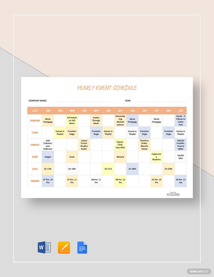 Printable Event Program Schedule Template Google Docs Word Apple 