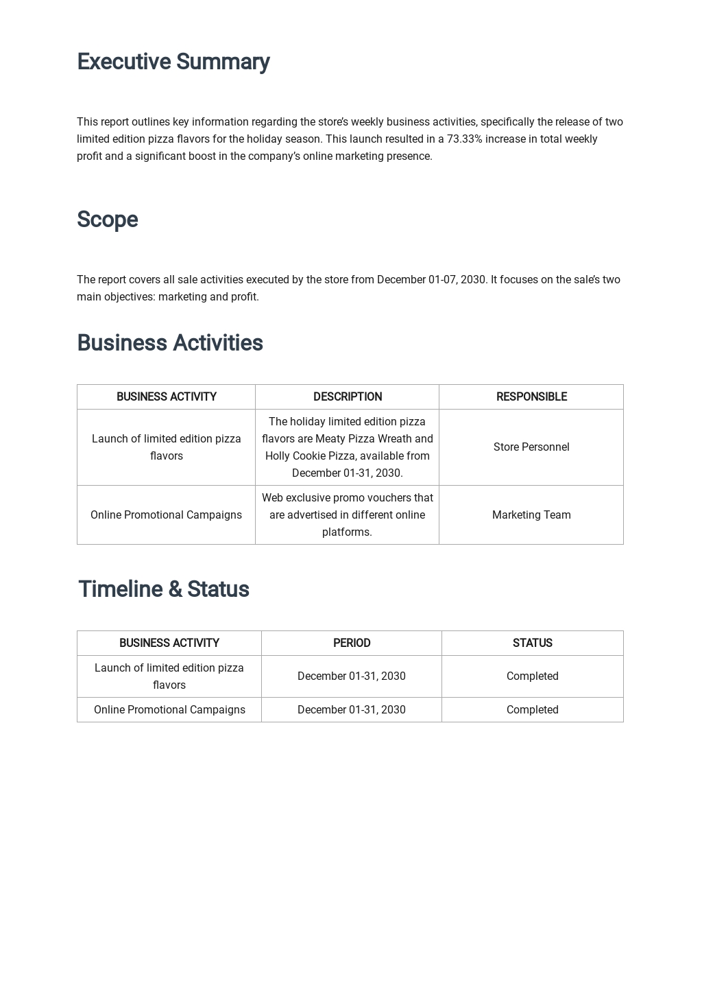 Weekly Business Report Template [Free PDF] - Google Docs, Word ...