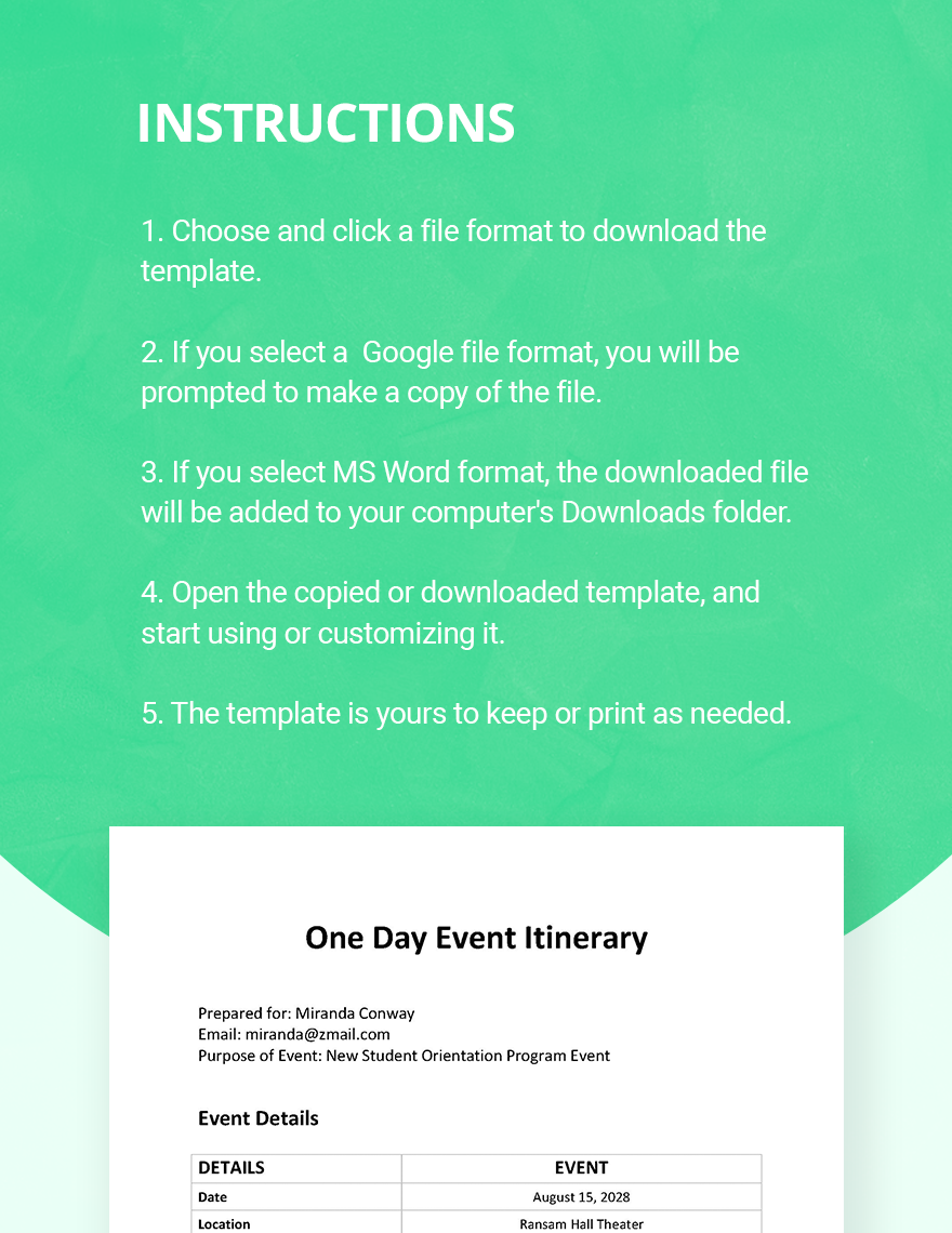 One Day Event Itinerary Template Download In Word Google Docs 