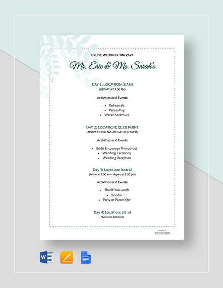 75+ Itinerary Templates - Free Downloads | Template.net