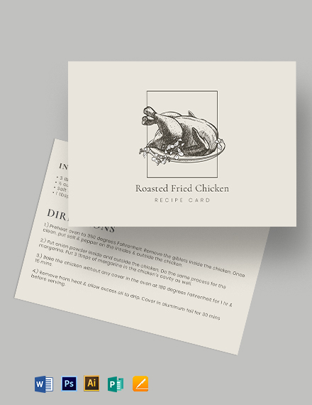 Recipe Card Template - Illustrator, InDesign, Word, Apple Pages, PSD ...