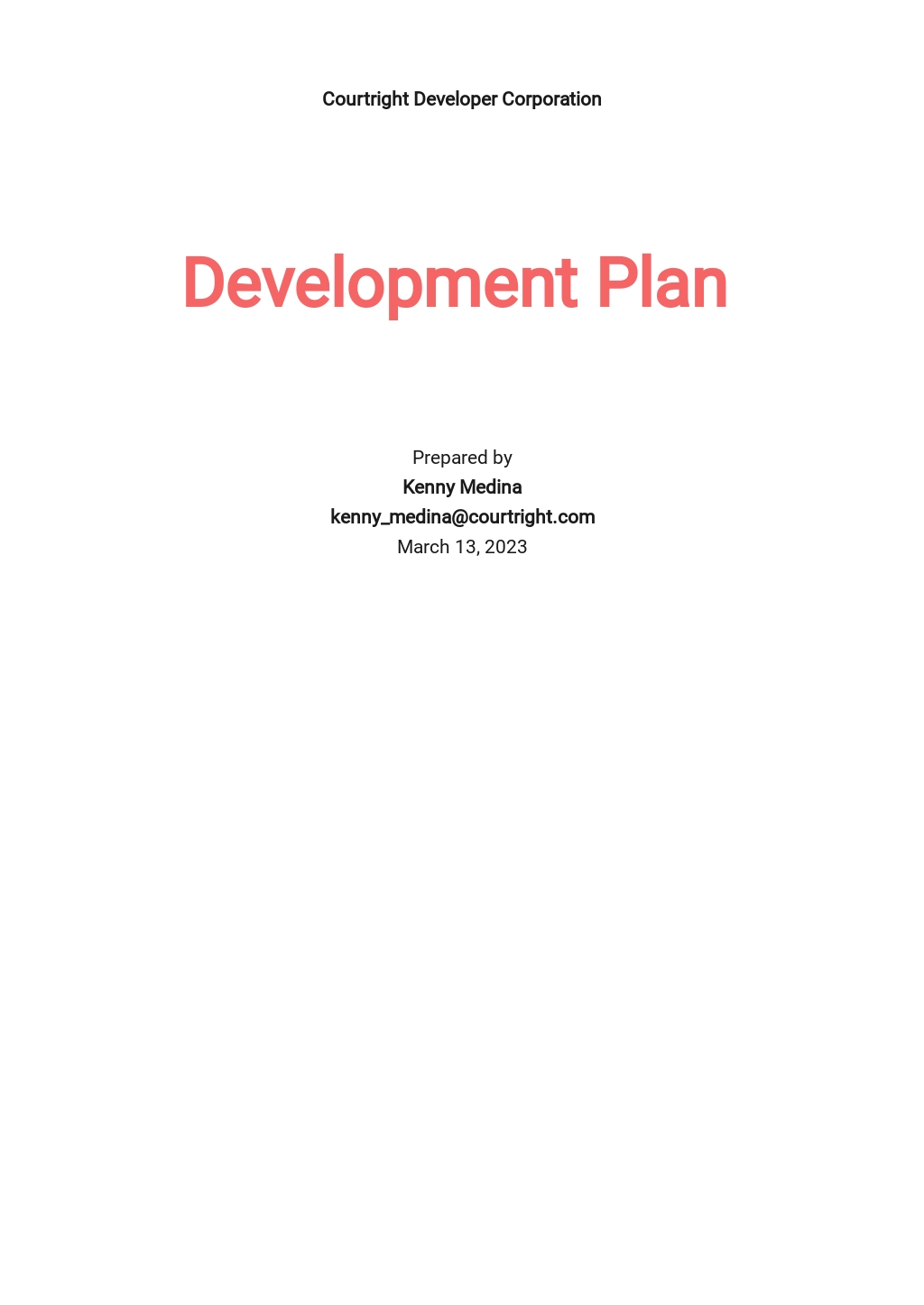 Development Plan Format Template Free PDF Google Docs Word PDF