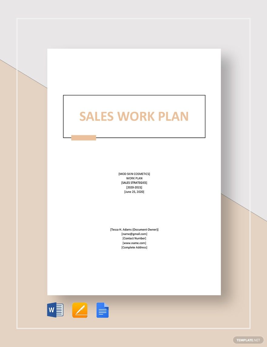 Sales Work Plan Template Download In Word Google Docs Apple Pages 