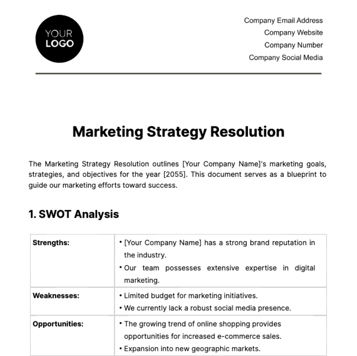 Marketing Strategy Resolution Template - Edit Online & Download Example ...