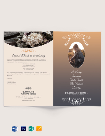 Editable Burial Funeral Bi Fold Brochure Template Google Docs 