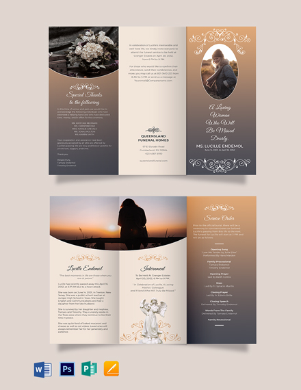 FREE Editable Burial Funeral Bi-Fold Brochure Template - Word (DOC ...