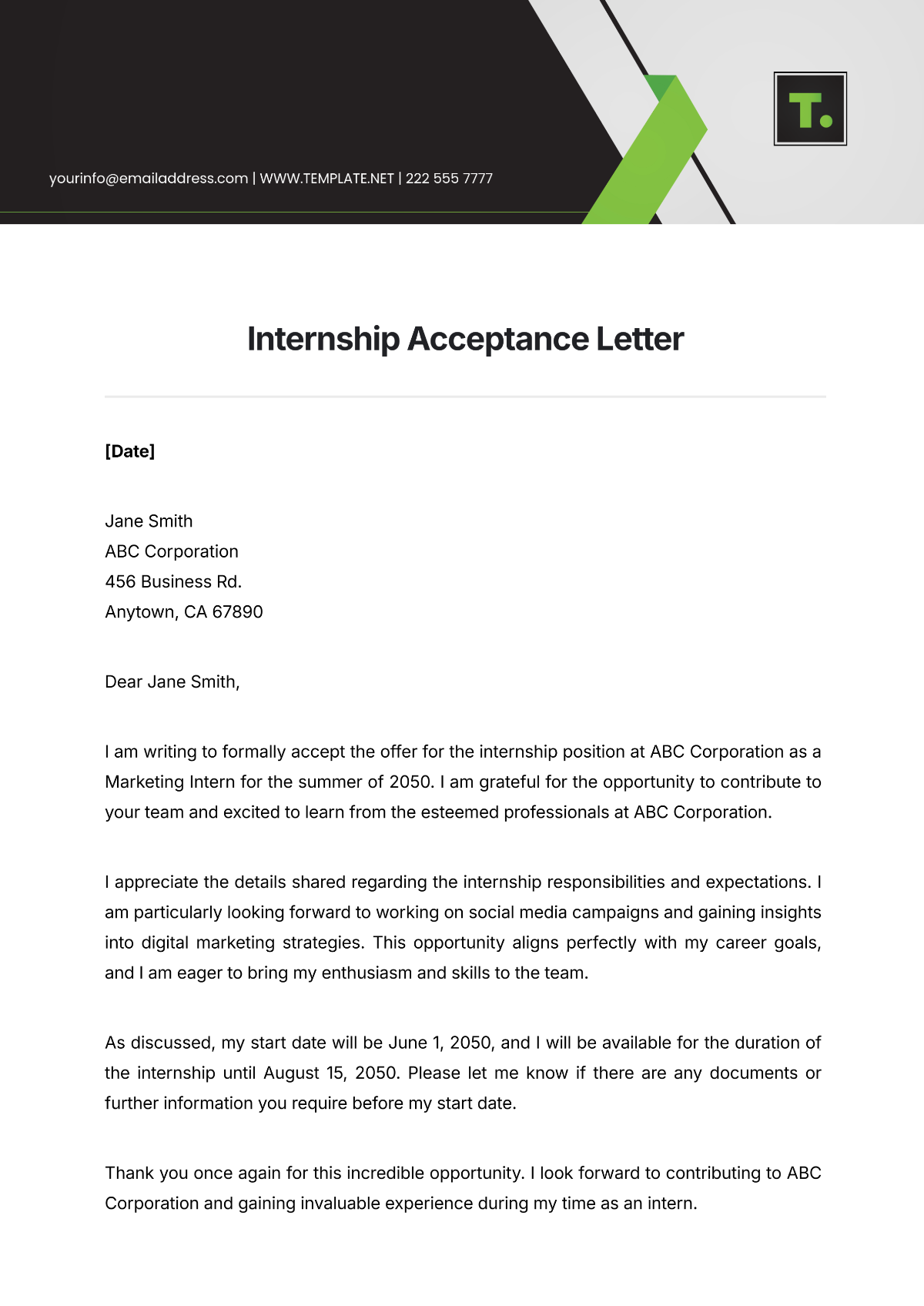 How To Write An Internship Acceptance Letter Infoupdate