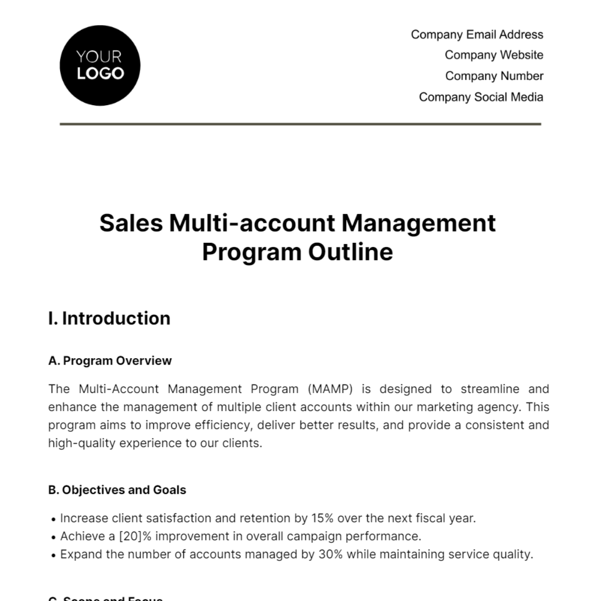 Sales Multi-account Management Program Outline Template - Edit Online ...